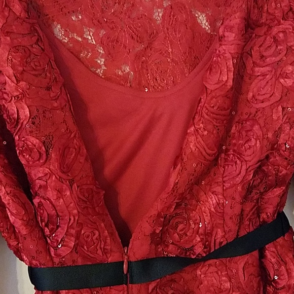 Alex Evenings | Jackets & Coats | Red Evening Top With Black Ribbon Tie ...